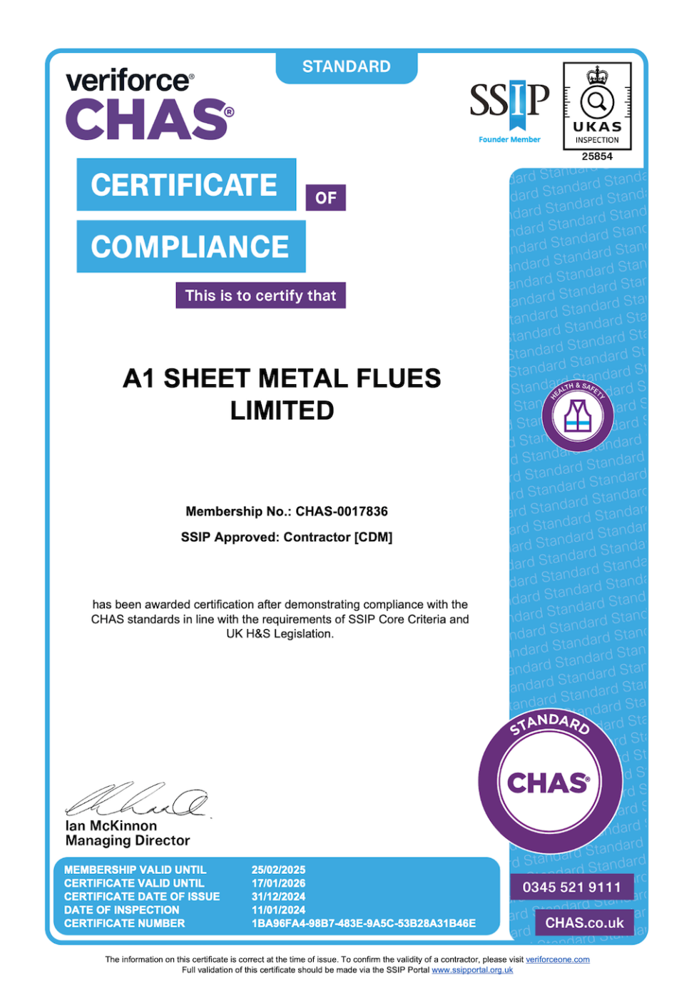 Accreditation | A1 Flues System