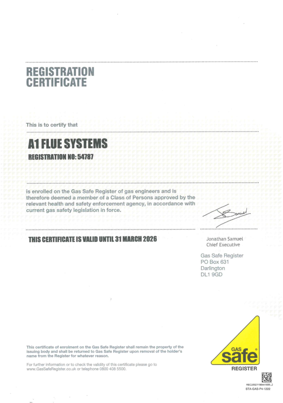 Accreditation | A1 Flues System