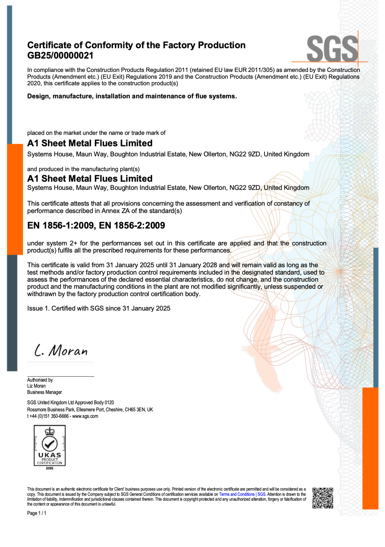 Accreditation | A1 Flues System